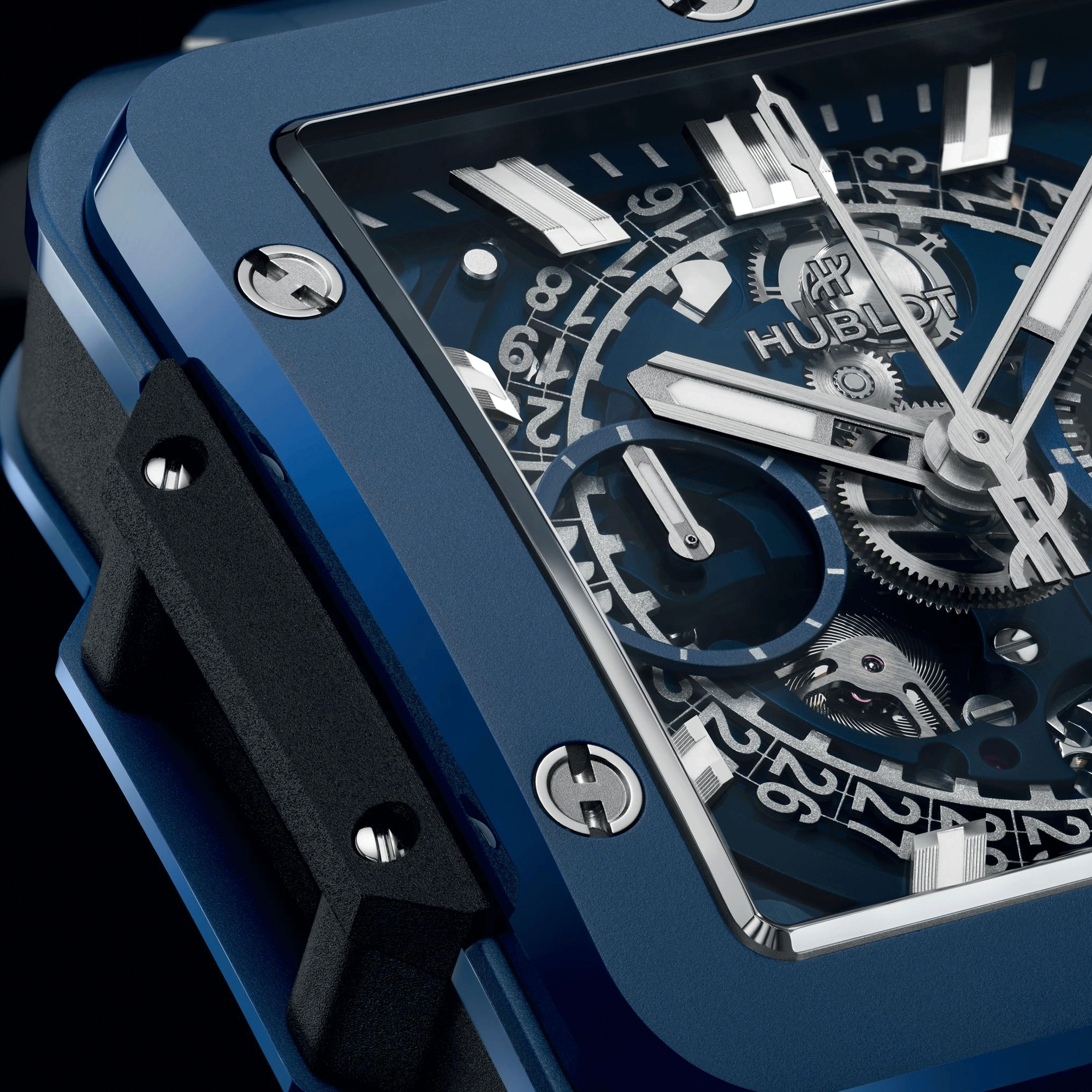 Hublot Square Bang Unico Ceramic Blue Watch 821.EX.5170.RX - Lepage
