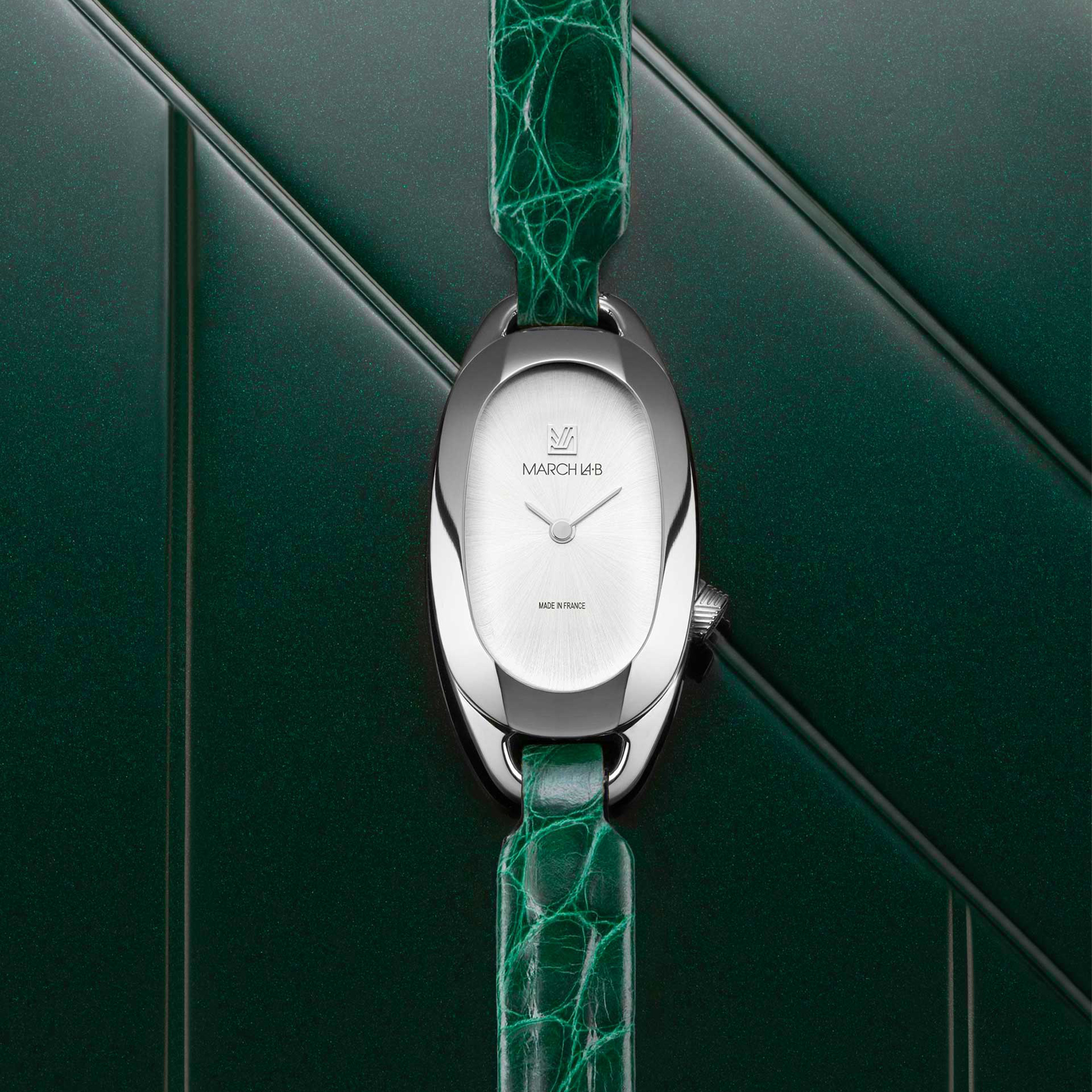 March LA.B Oblongue White alligator leather strap - Lepage