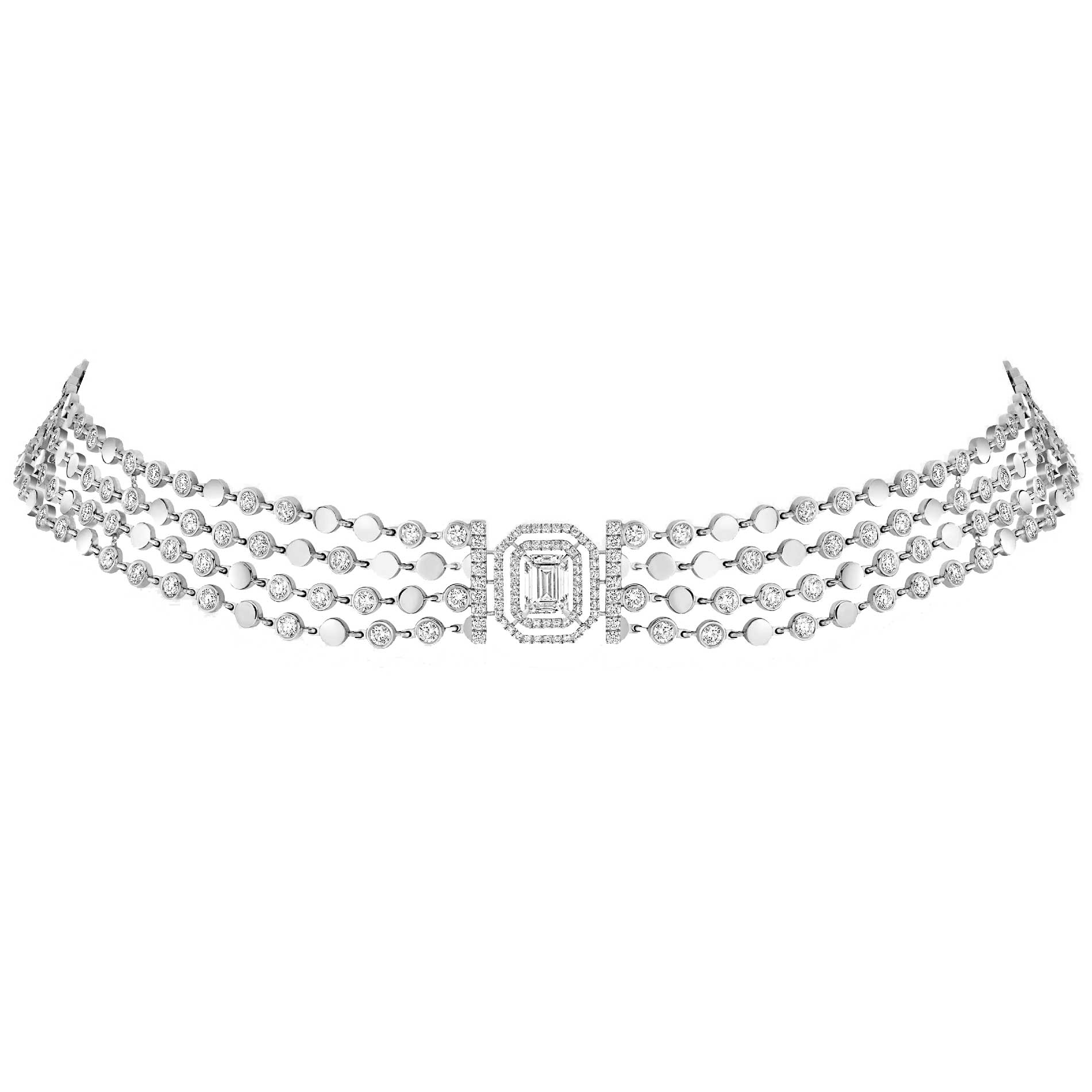 Collier Messika D-Vibes Multi Rangs en or blanc et diamants - Lepage
