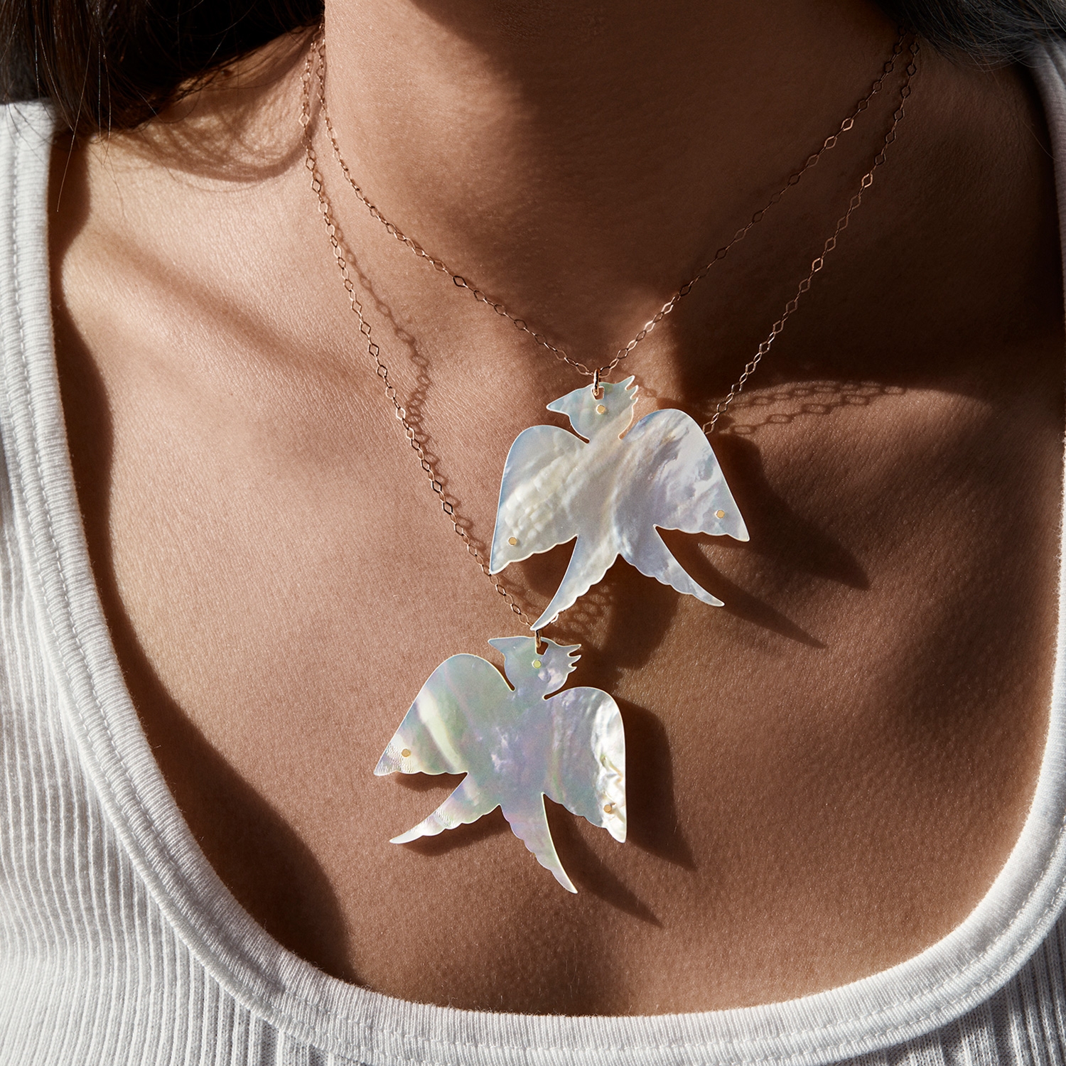 Collier Ginette NY Georgia en or rose et nacre blanche - Lepage