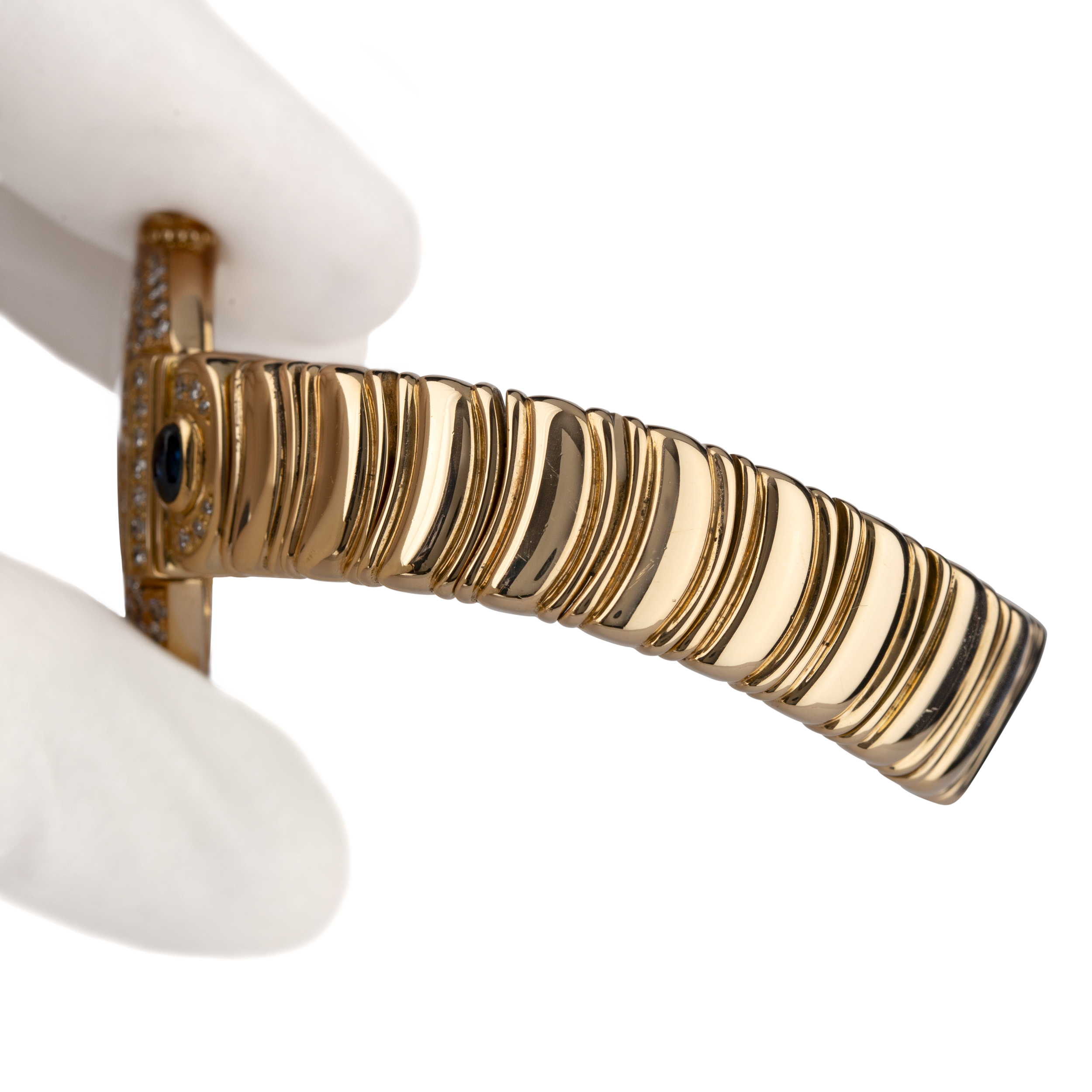 Vintage Cartier Ellipse Yellow gold set diamonds 26 mm - Lepage