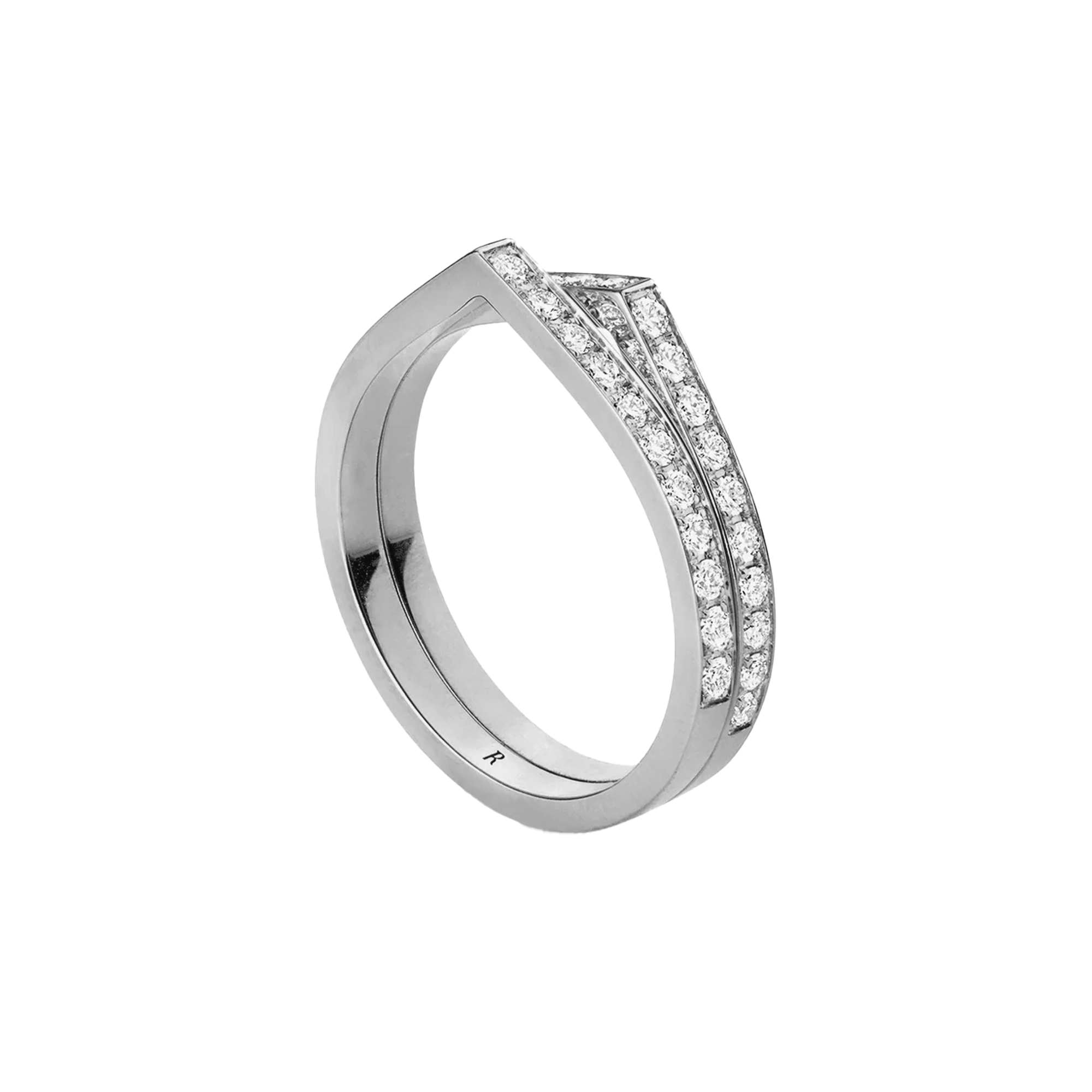 Repossi Antifer Ring 2 Rows Paved in White Gold and diamonds | Lepage