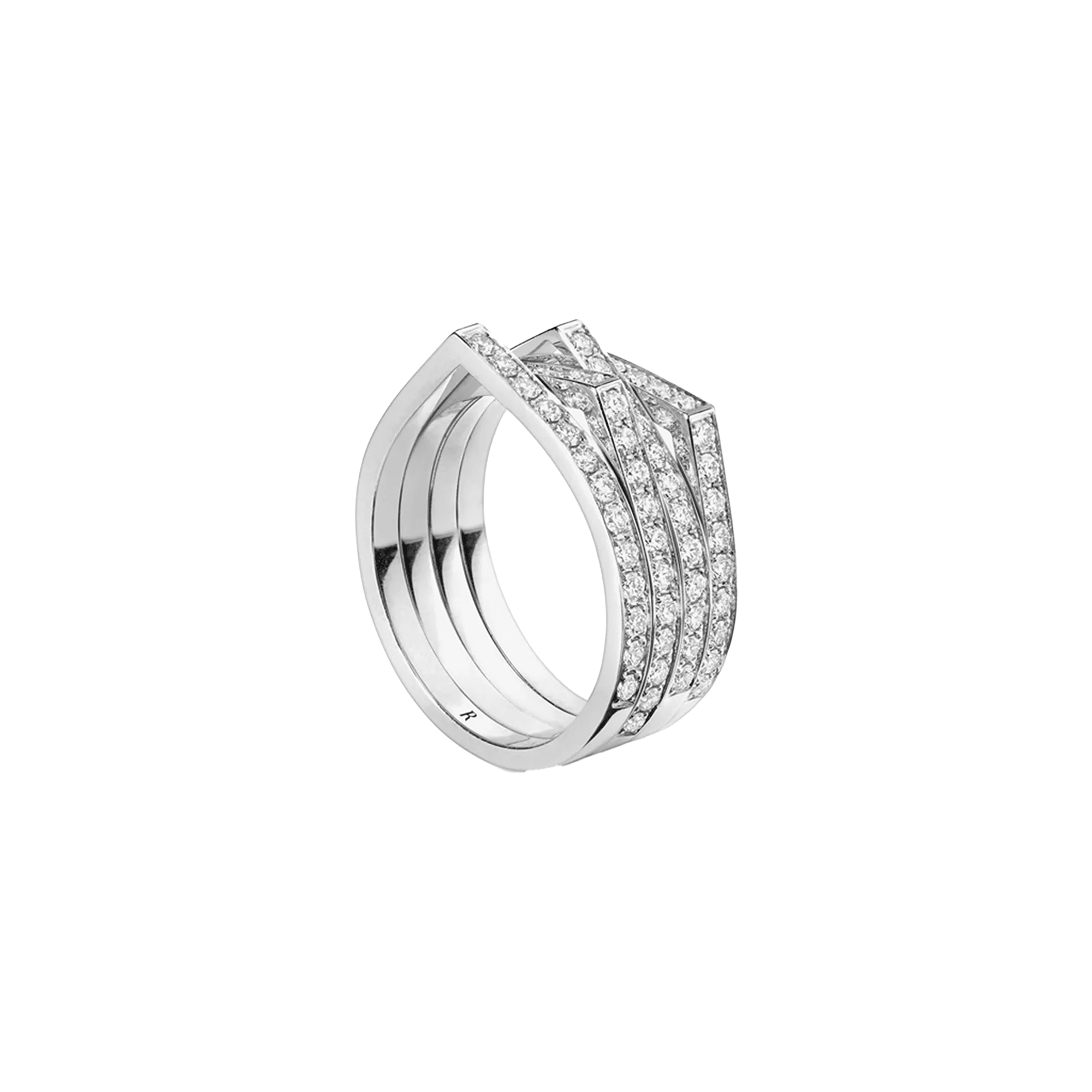 Repossi Antifer ring 4 rows Paved in white gold and diamonds | Lepage