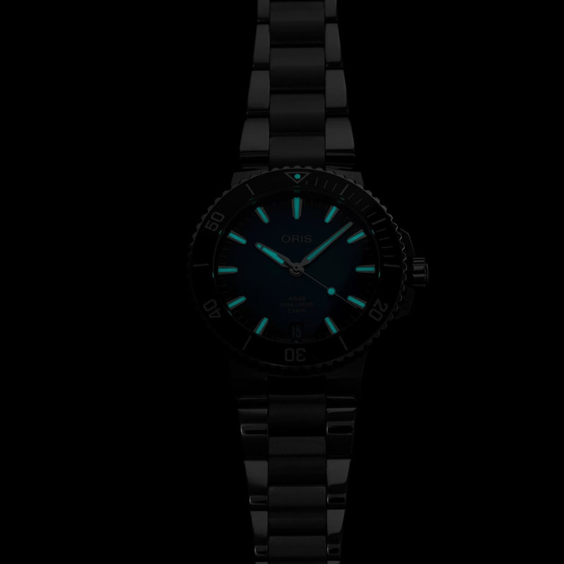 Oris Plongée Aquis Date Caliber 400 watch automatic blue steel bracelet ...