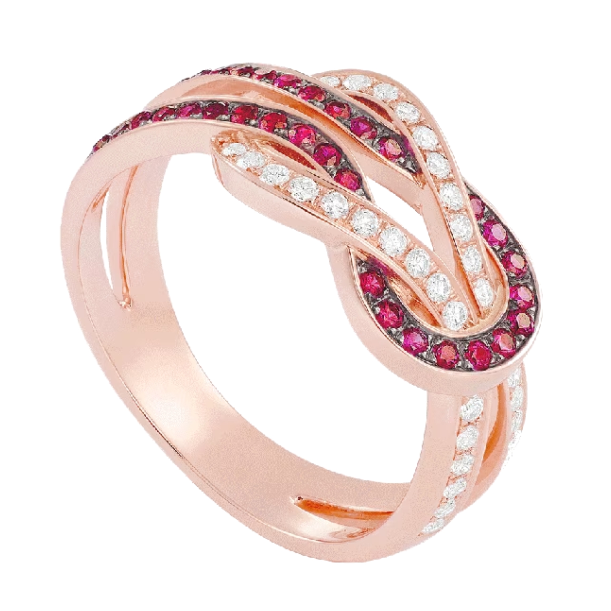 Bague Fred Chance Infinie moyen modèle or rose diamants rubis | LEPAGE