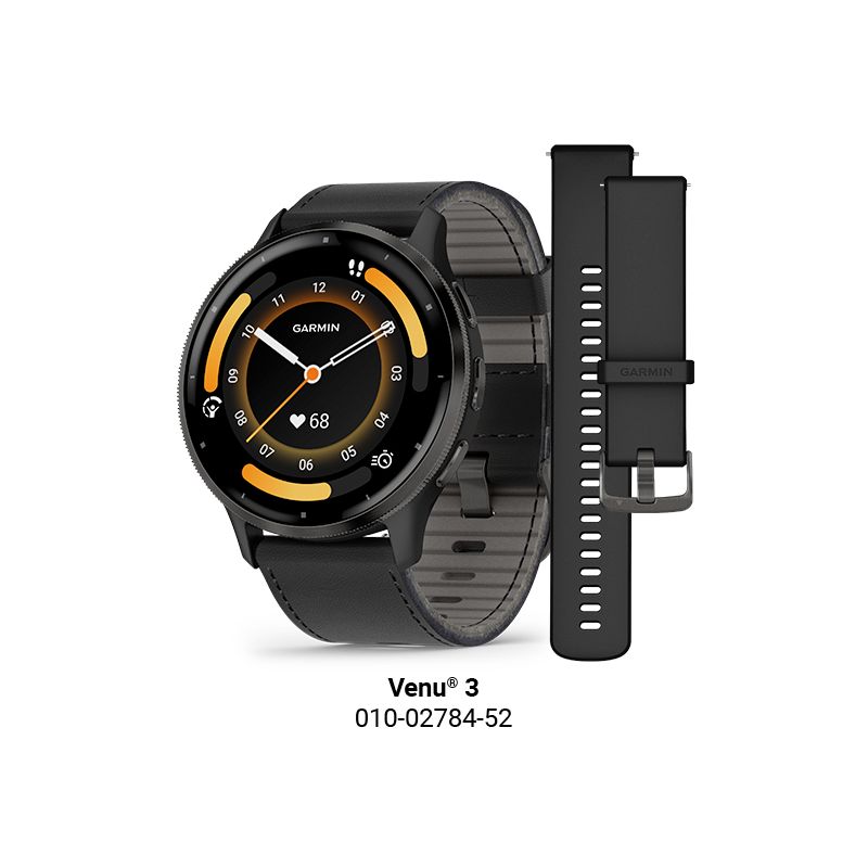 Garmin Venu 3 Gray black leather strap 010-02784-52 - Lepage