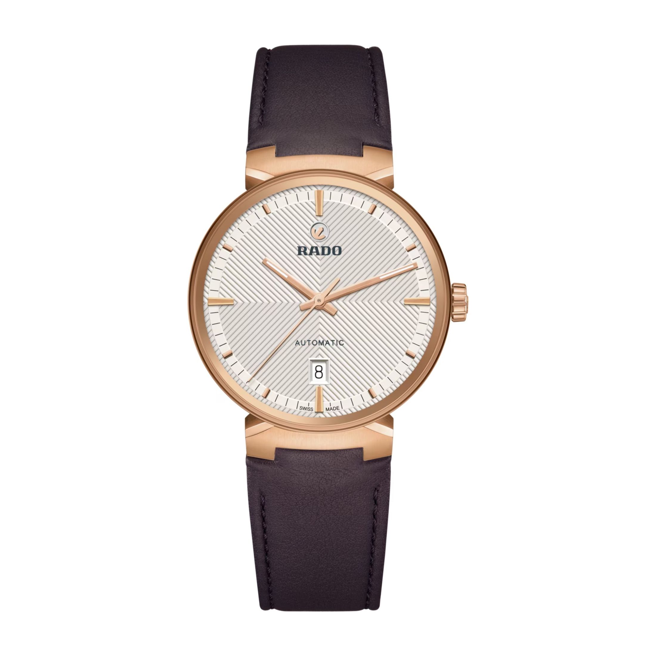 Rado Florence Classic automatic watch silver white dial brown leather ...