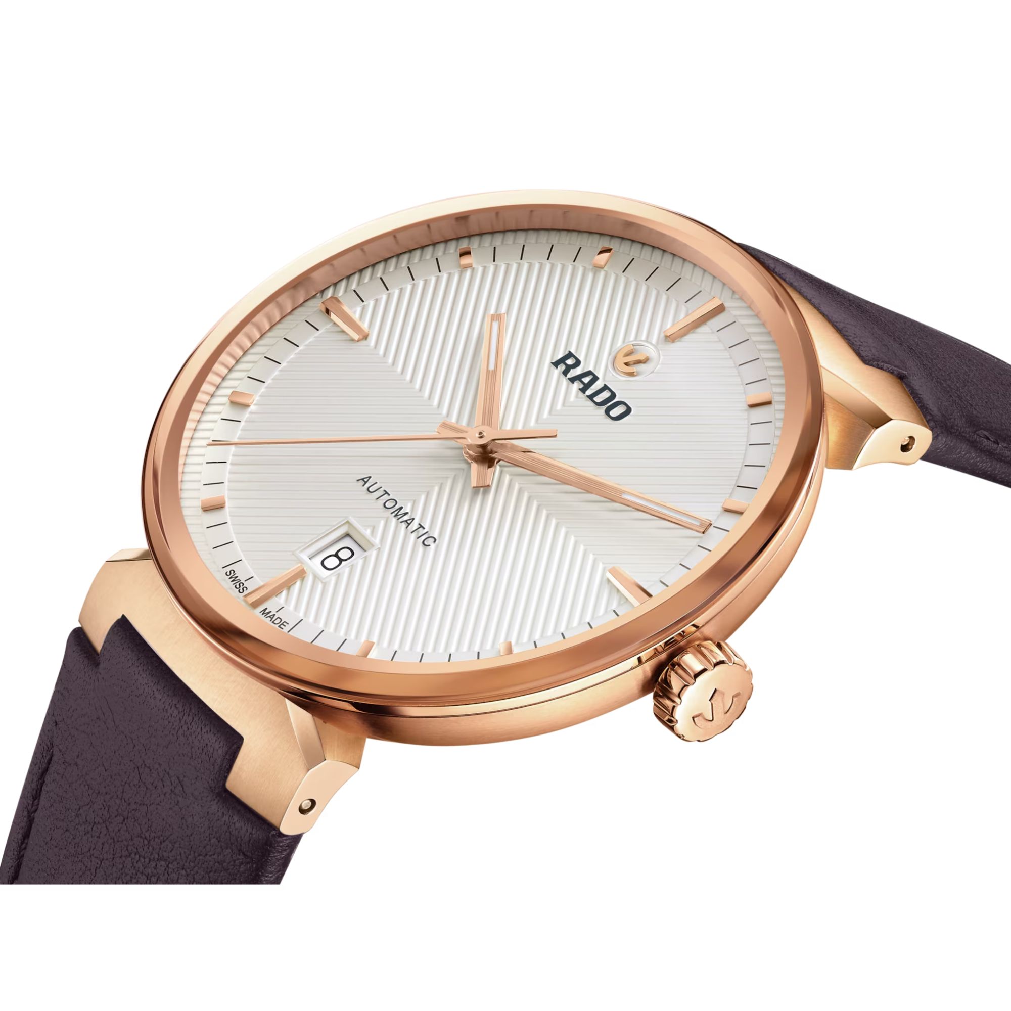 Rado Florence Classic automatic watch silver white dial brown leather ...