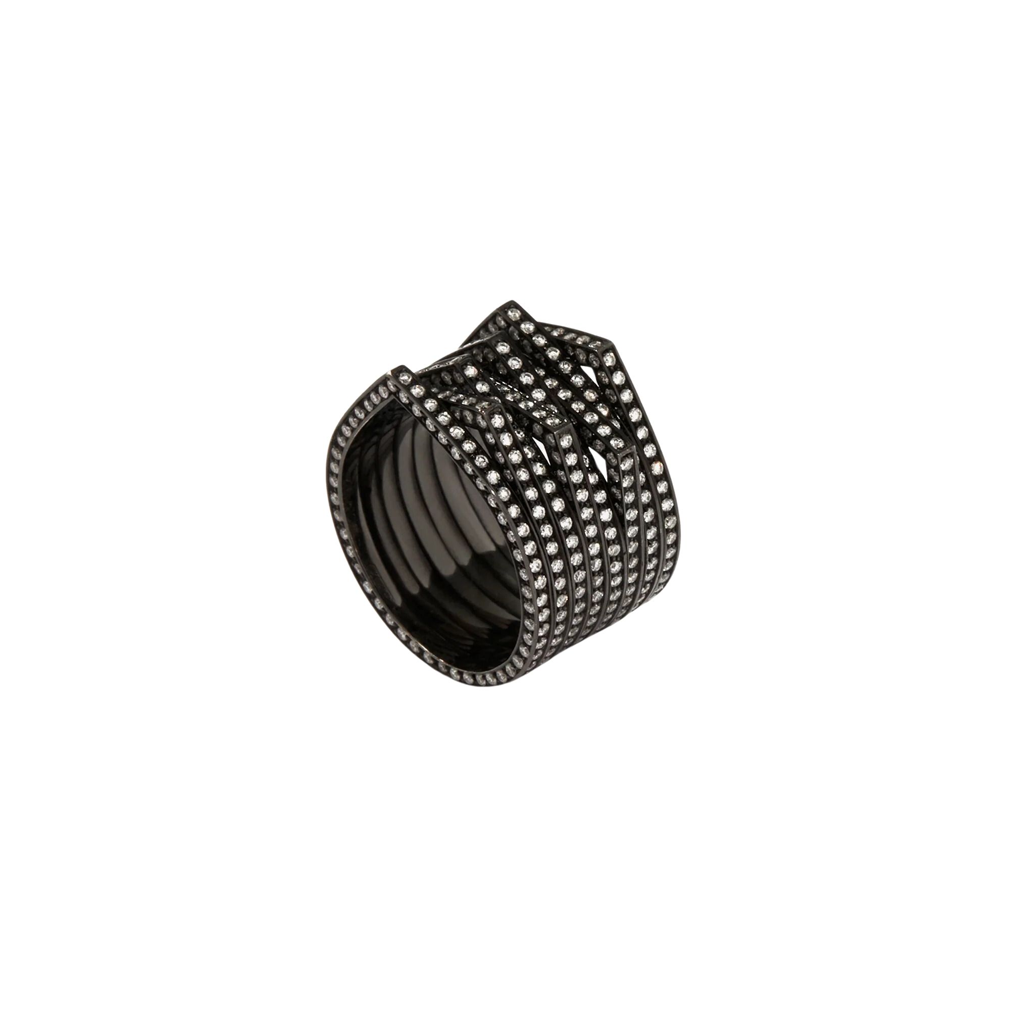 Repossi ring multirow in black gold and diamonds| Lepage