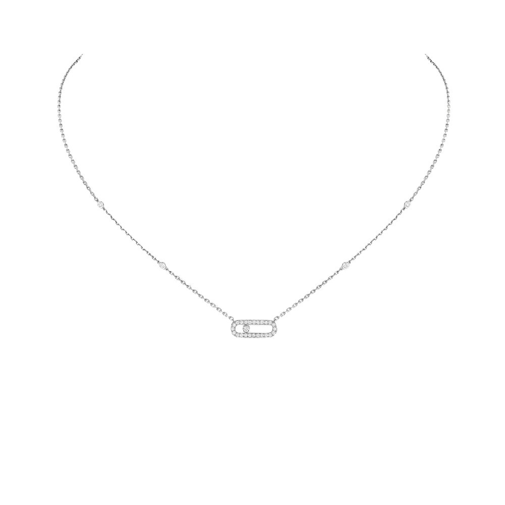 Messika Move Uno white gold and diamonds necklace 4708G - Lepage