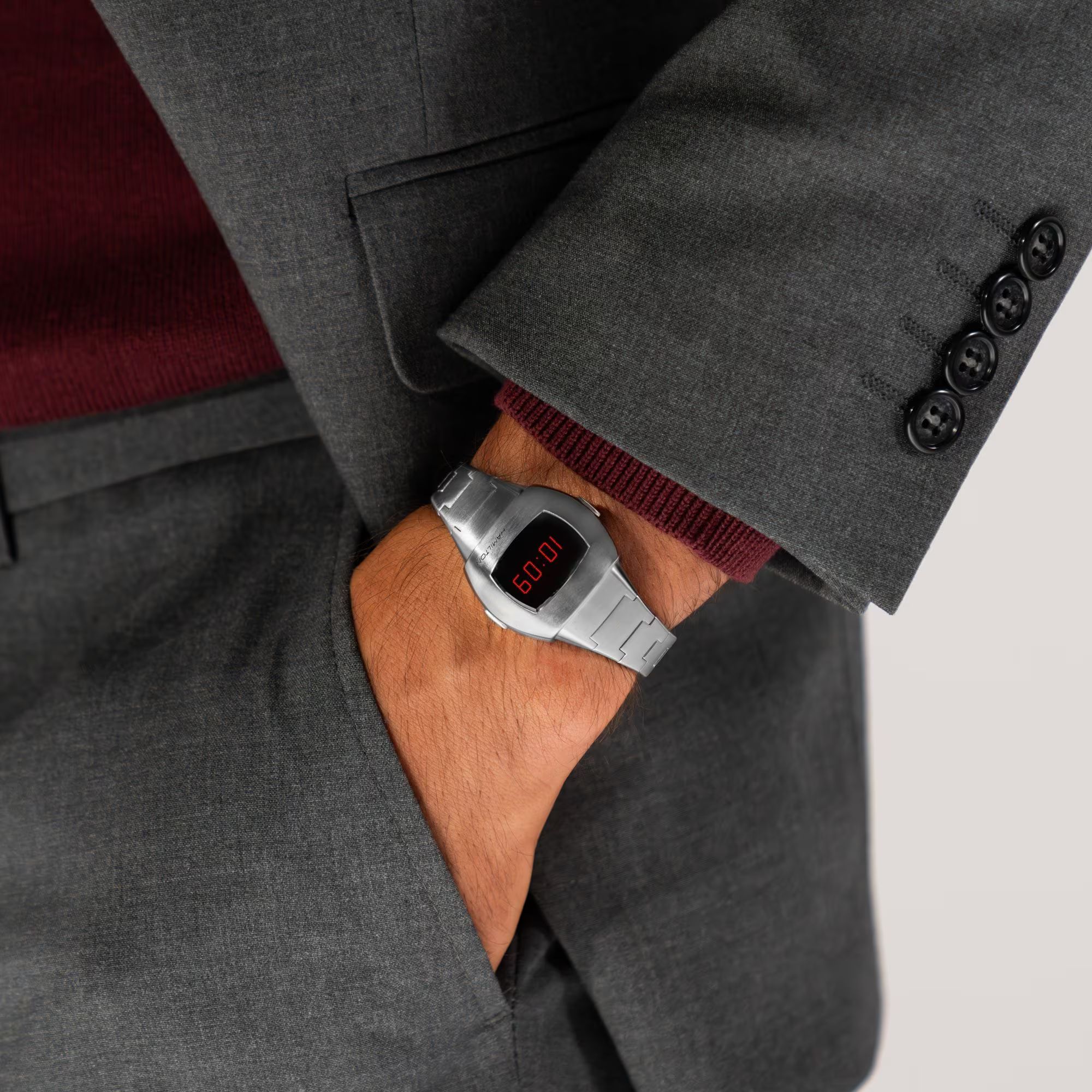 Hamilton PSR 74 Digital quartz steel watch LCD and Oled display ...