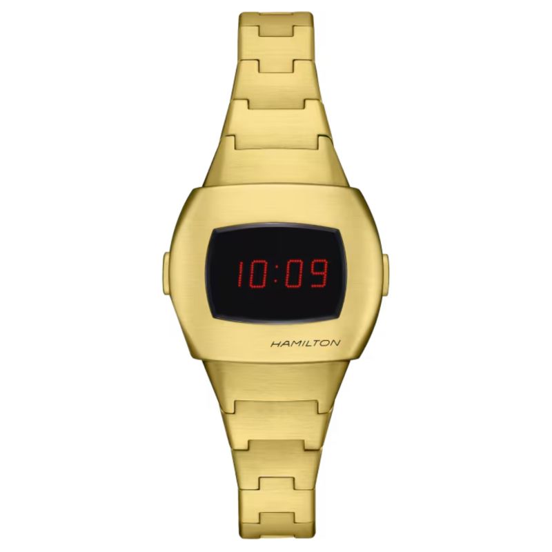 Hamilton PSR 74 Digital quartz PVD yellow gold watch LCD and Oled ...
