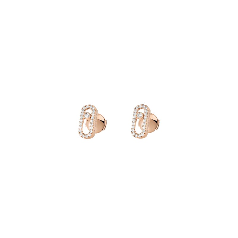Earrings Messika Move Uno rose gold and diamonds 5634R - Lepage