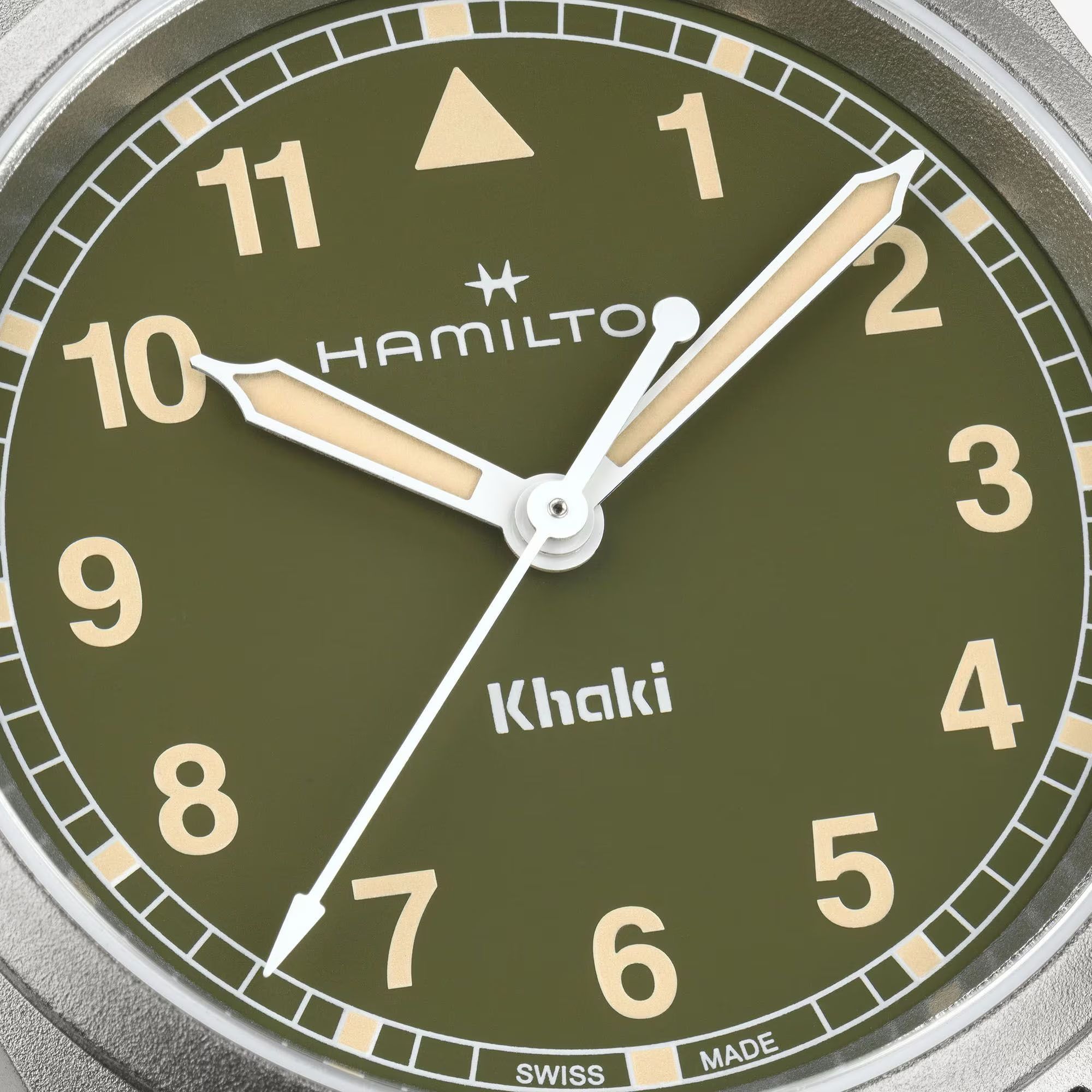 Hamilton Khaki Field watch, quartz, khaki dial, 33 mm steel bracelet ...
