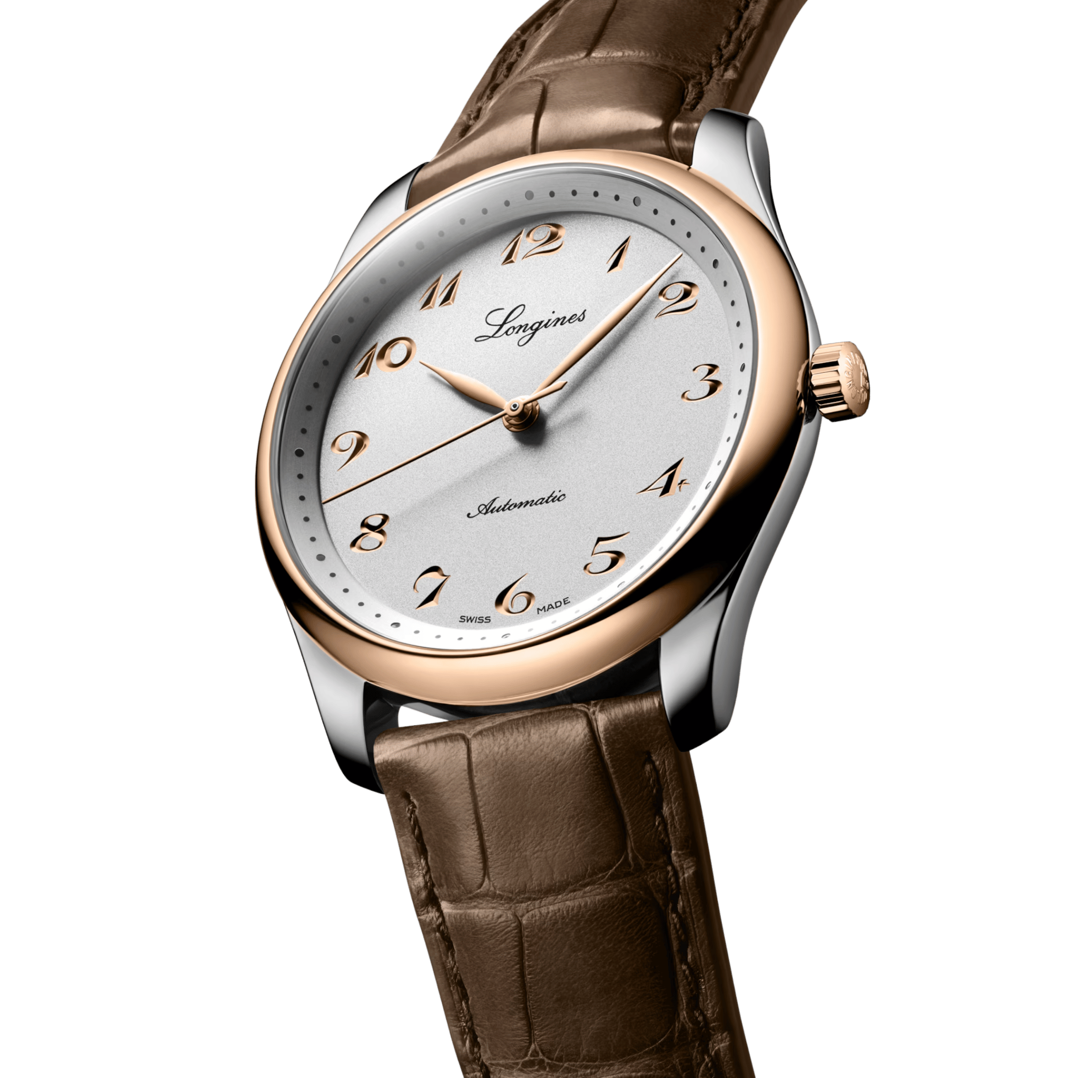 Longines Master Collection watch, stainless steel and rose gold cap ...