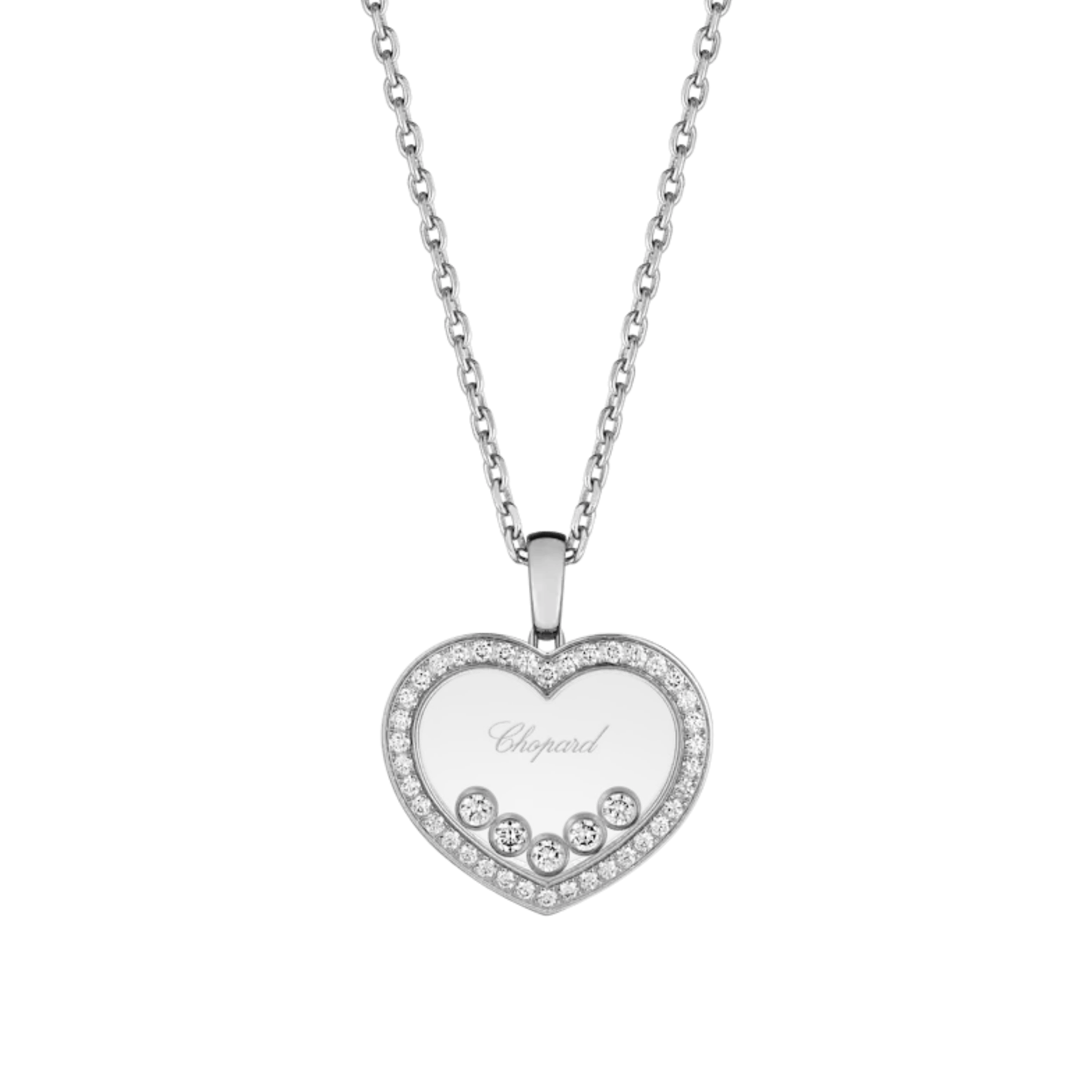 Collier Chopard Happy Diamonds grand modèle en or blanc et ...