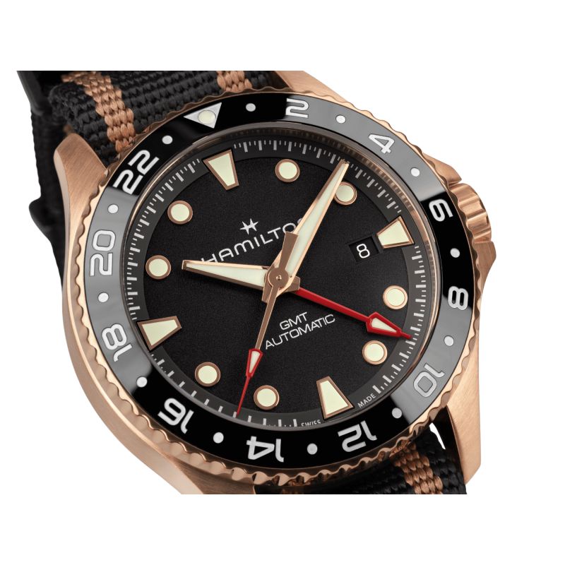 Hamilton Khaki Navy Scuba Automatic GMT Watch with Black Dial, Black ...
