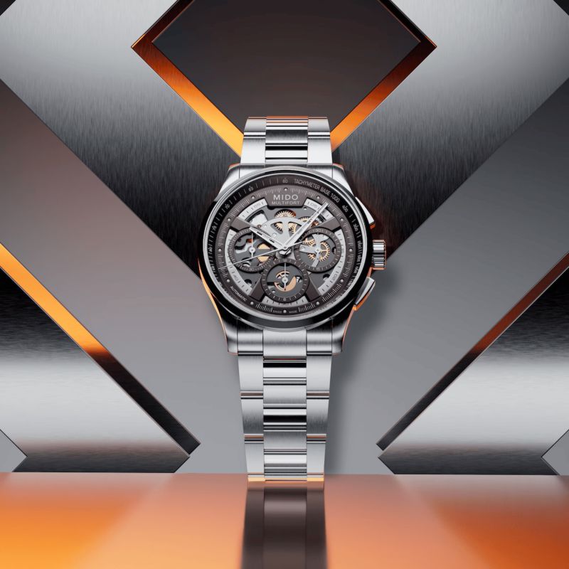 Mido Multifort Skeleton Chronograph Automatic Watch with Steel Bracelet ...