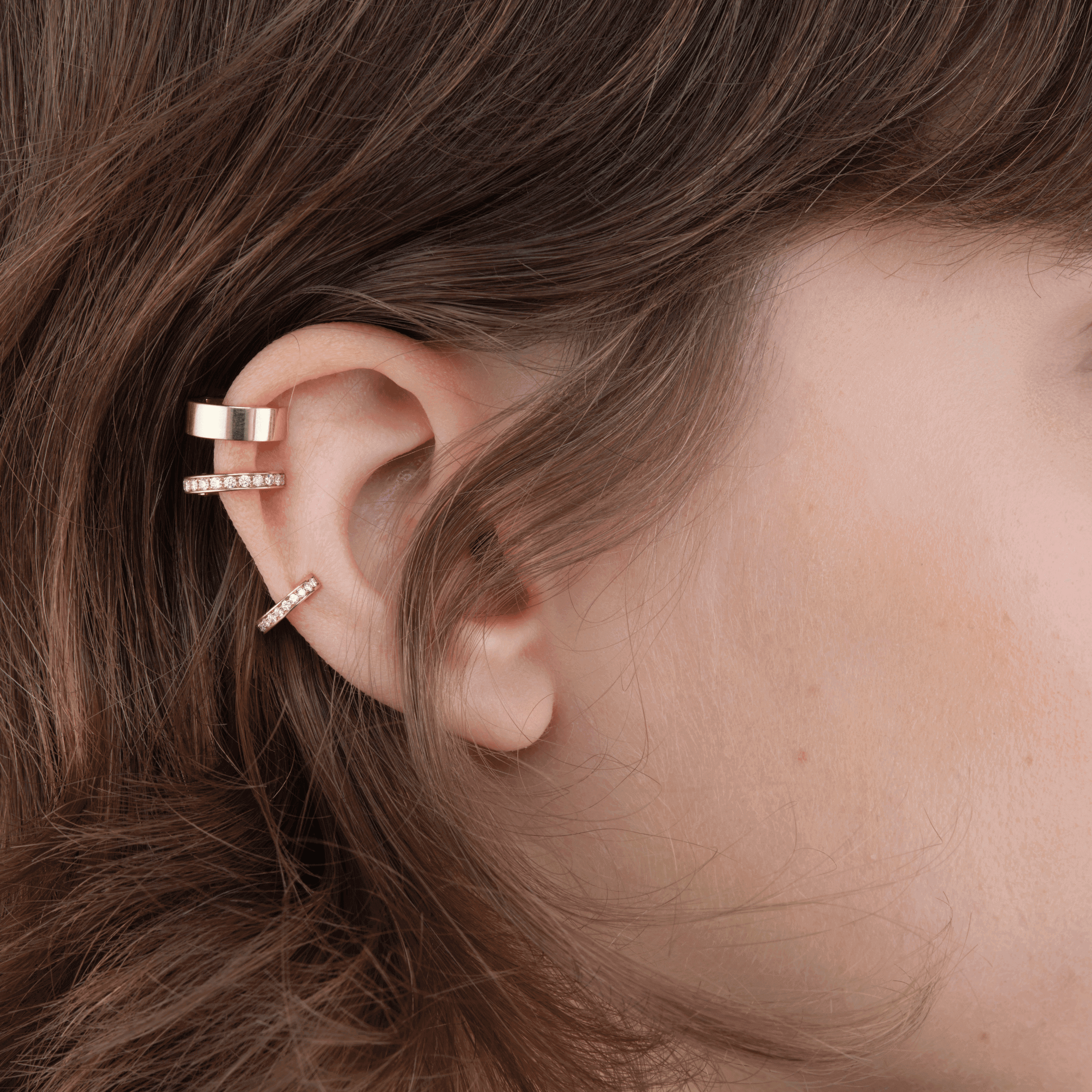 Earring Repossi Antifer 1 row paved in rose gold and diamonds | Lepage