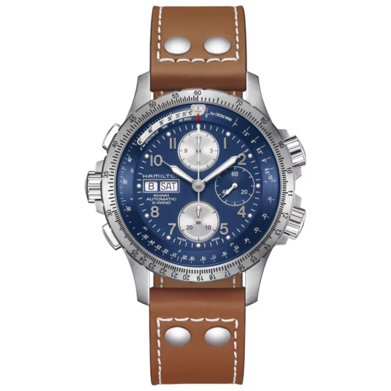 Hamilton Khaki Aviation X-Wind automatic chronograph watch with blue ...