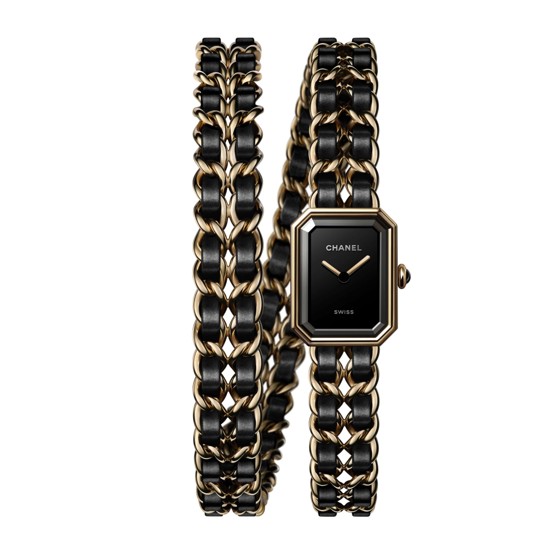 CHANEL watch, First Edition, Iconic Double Tour chain, black lacquered ...