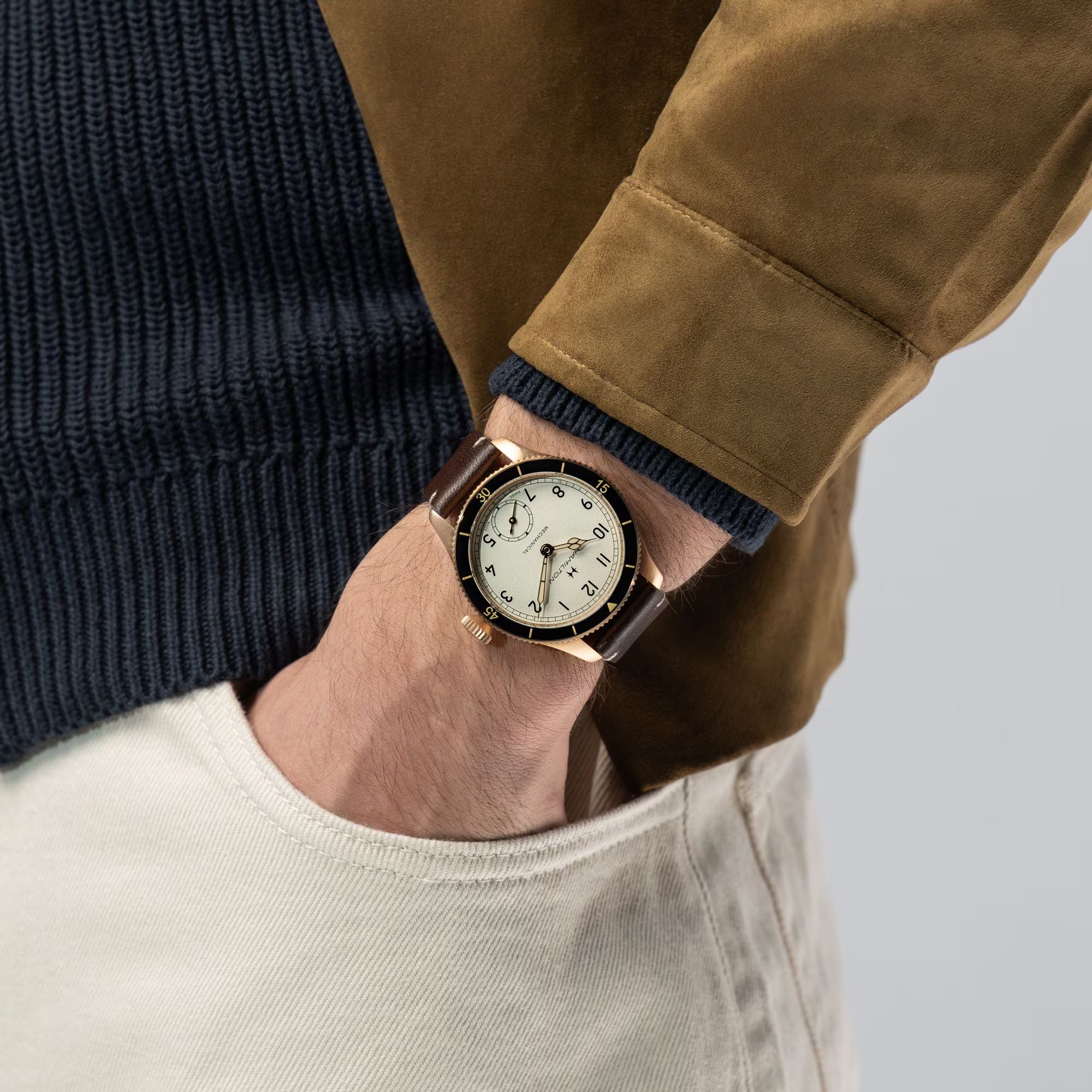 Hamilton Khaki Pilot Pioneer mechanical watch in bronze and titanium ...