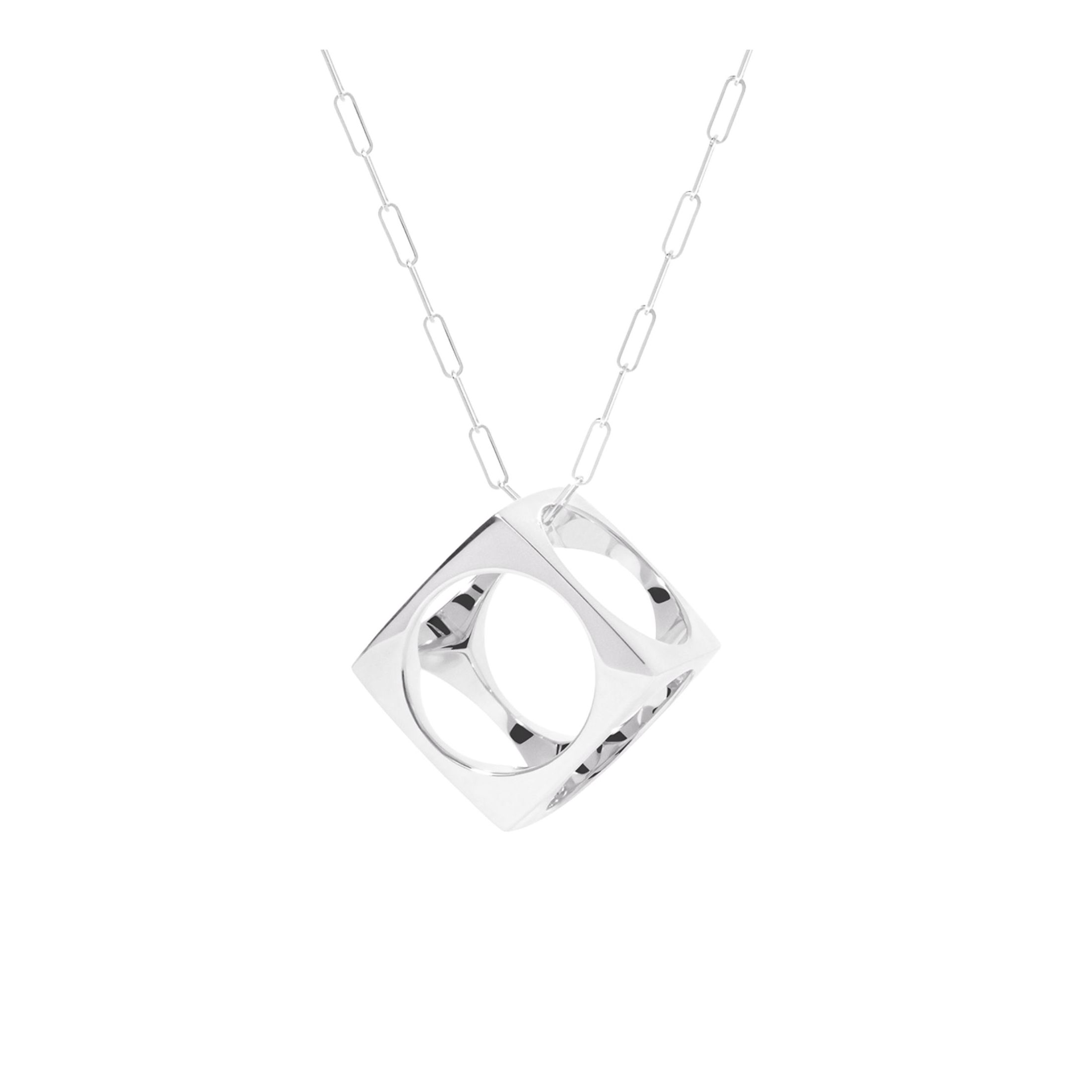 Dinh Van necklace Pendant on chain Le Pavé large model in silver | LEPAGE