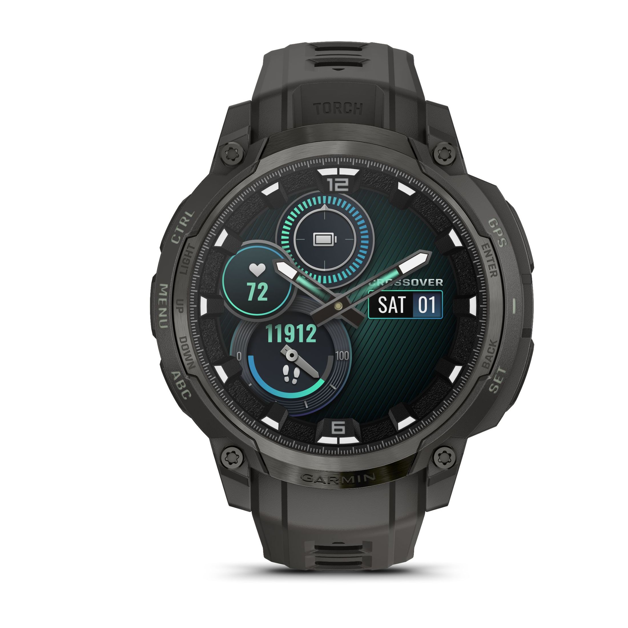 Garmin Instinct Crossover AMOLED watch with dark gray strap, 47 mm - Lepage