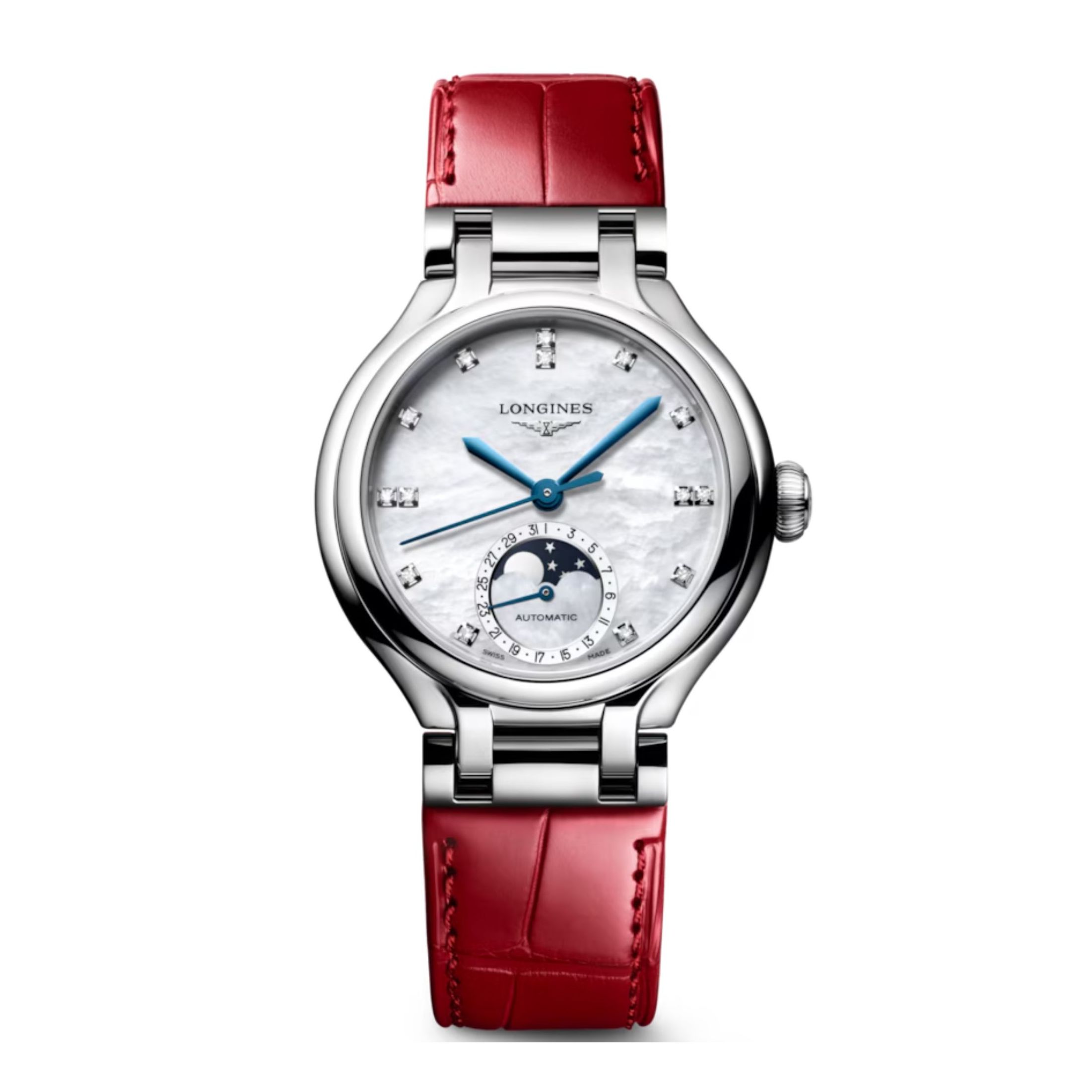 Montre Longines PrimaLuna Moonphase auto cadran nacre blanche index ...