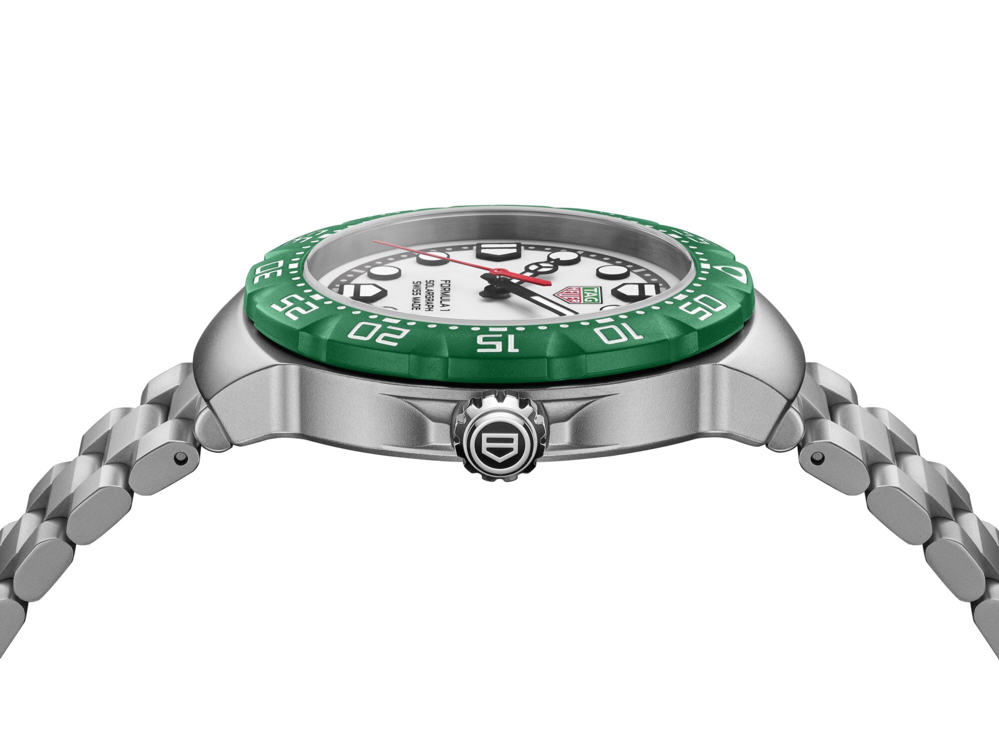 Montre TAG Heuer Formula 1 Solargraph cadran blanc lunette verte ...